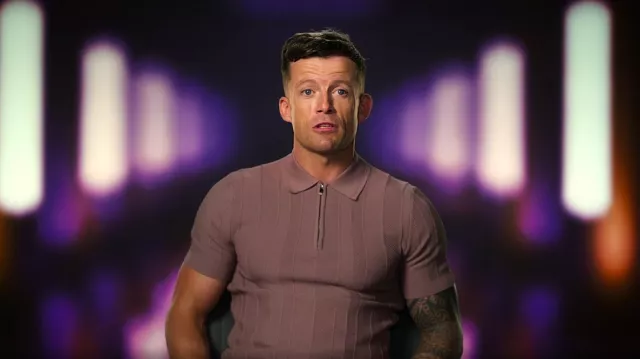 River Island Muscle Fit Knitted Herringbone Polo worn by Billy Jervis ...