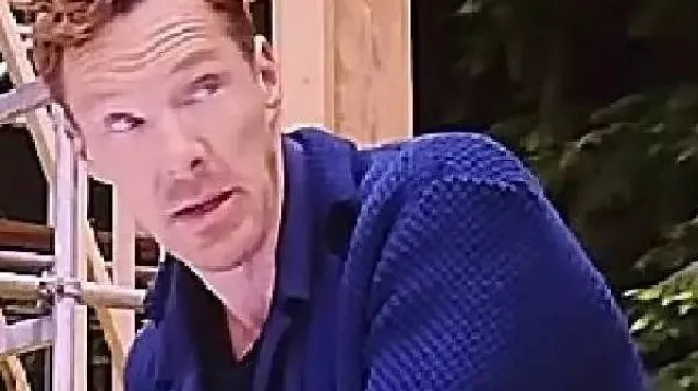 Benedict Cumberbatch The Roses 2025 Blue Crochet Coat worn by Theo ...