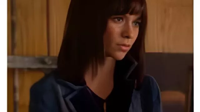 Ghost Whisperer Jennifer Love Hewitt Manteau en tapisserie bleue porté ...