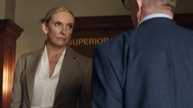 Juror #2 Movie Wardrobe: Toni Collette wears a beautiful Gold Necklace ...