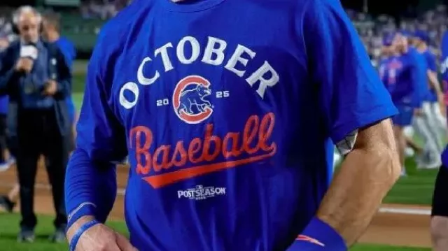 Cubs October Baseball Blue T-Shirt | Spotern