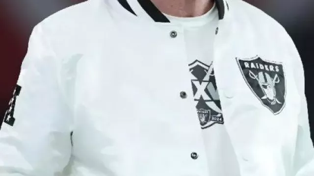 Mark Davis NFL Preseason 2025 Raiders Bomber Jacket - Recreation | Spotern