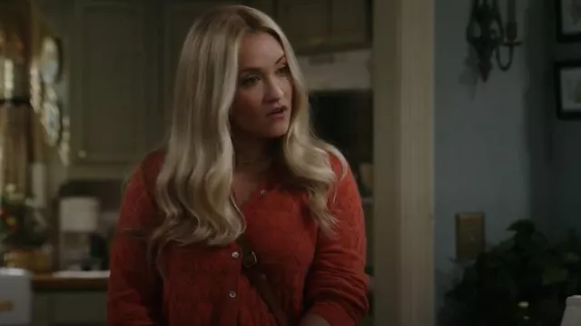 Sezane Philippe Jumper Coral Red worn by Mandy Cooper (Emily Osment) as ...