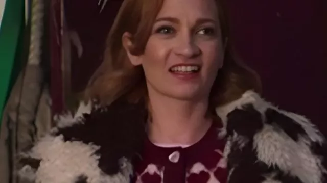 Brassic S07 Joanna Higson Cow Print Fur Coat worn by Joanna Higson as ...