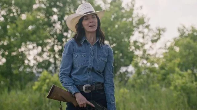 Fence Mender Denim Shirt worn by Lou Fleming (Michelle Morgan) as seen ...