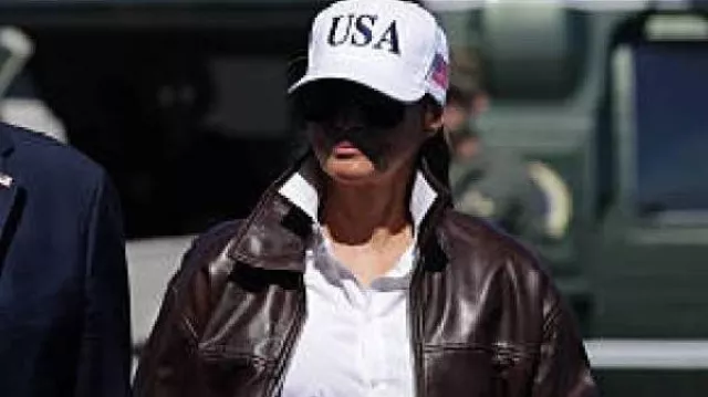 First Lady Melania Trump 2025 Brown Leather Jacket | Spotern