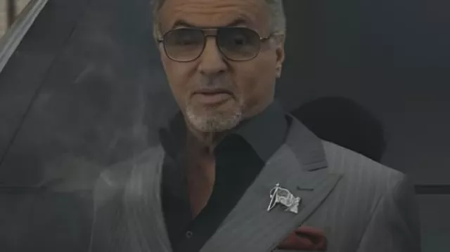 Tulsa King S03 Sylvester Stallone Pinstriped Grey Suit worn by Dwight ...