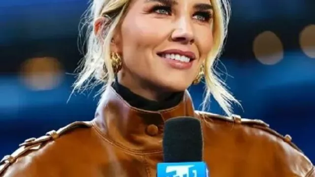 Leather Coat worn by Charissa Thompson in Raiders Vs Broncos | Spotern