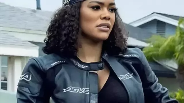 The Rip 2026 Teyana Taylor Racing Leather Jacket worn by (Teyana Taylor ...