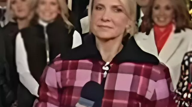 Dana Perino The Five 2025 Pink And Red Plaid Puffer Jacket worn by ...