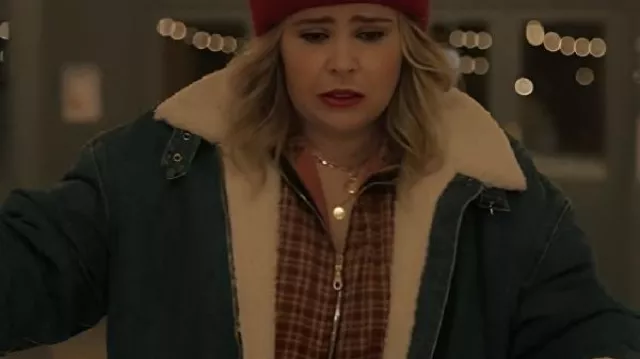 Twelve Dates ‘Til Christmas Mae Whitman Blue Denim Jacket worn by Kate ...