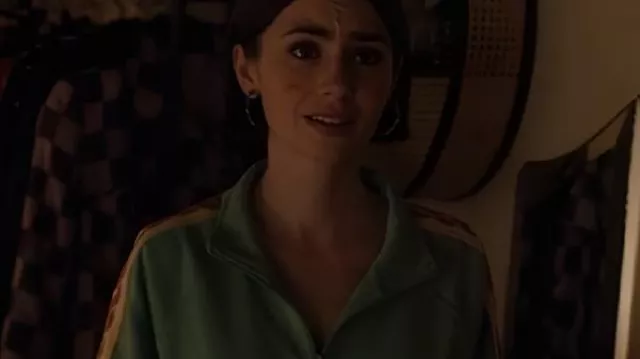 Emily in Paris S05 Emily Cooper Green Track Jacket worn by Emily Cooper ...