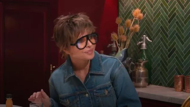 Alaïa Peplum Denim Jacket worn by Lisa Rinna as seen in The Traitors ...