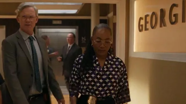 Dries Van Noten Cala Printed Button Front Shirt worn by Amanda Wagner ...