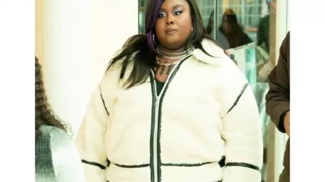 Abbott Elementary S05 Raven Goodwin Sherpa Moto Jacket as seen in ...