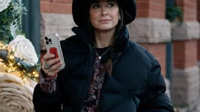Aspen 2025 Kyle Richards Black Puffer Jacket as seen in Aspen | Spotern