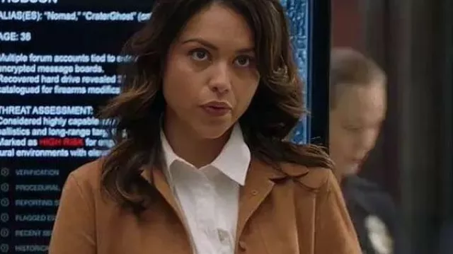 Alyssa Diaz The Rookie S08 Suede Leather Jacket worn by Angela Lopez ...