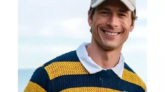 How to Make a Killing 2026 Glen Powell Striped Sweatshirt worn by ...