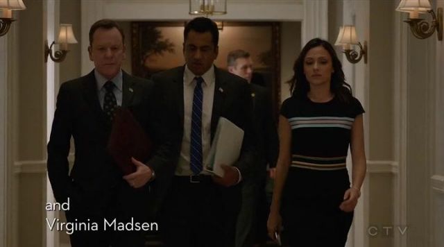 The Black Dress With Stripes Of Emily Rhodes Italia Ricci In Designated Survivor S01e16 Spotern