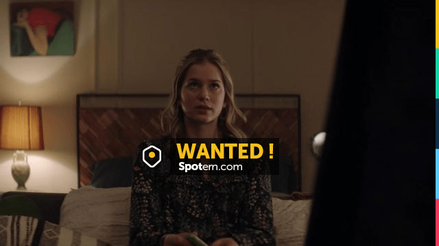 Black print ruffle blouse worn by Guinevere Beck (Elizabeth Lail) in ...