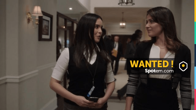 Black and gray cardigan with buttons worn by Emily Rhodes (Italia Ricci ...