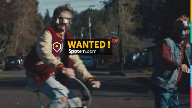 The teddy bodeaux and beige worn by a teenager on a bike in the video ...