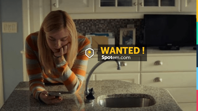 Tricolor (beige, orange, and baby blue) striped sweater worn by Violet ...