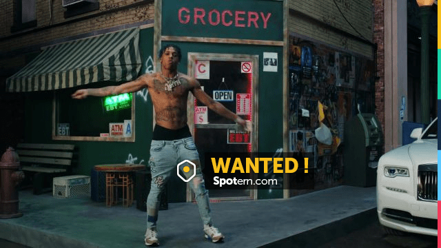 Denim pants with patches worn by NLE Choppa in his Walk Em Down music ...