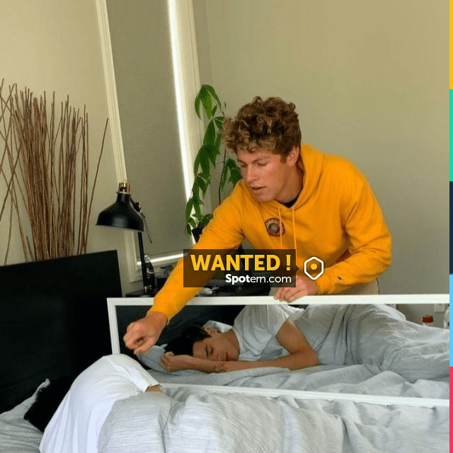 The sweatshirt yellow hoody worn by Ben Azelart on his account ...