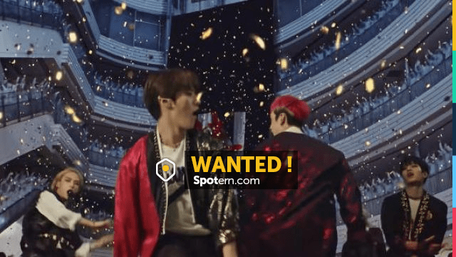The red and black jacket of Lee Know in the clip Back Door of Stray ...