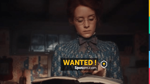 Printed blue dress worn by Emily Richardson-Wain (Claire Foy) as seen ...