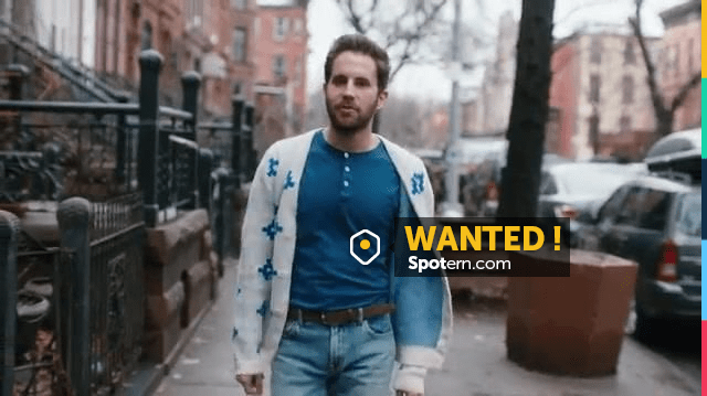 Three button navy blue henley shirt worn by Ben Platt in his Older ...