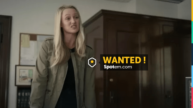 Olive green filed jacket worn by Austin Geidt (Kerry Bishé) as seen in ...