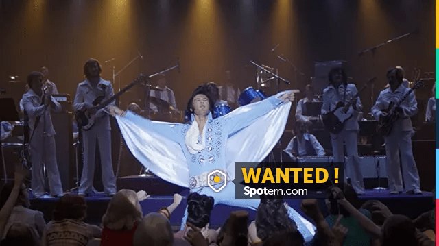 Blue cape costume worn by Elvis Presley (Austin Butler) as seen in ...