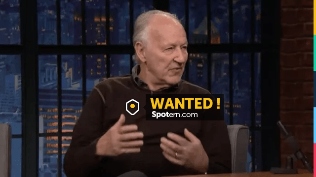 Brown crewneck sweater worn by Werner Herzog as seen in Late Night with Seth Meyers | Spotern