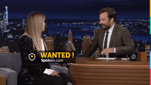 Black sequined blazer jacket worn by Kaley Cuoco as seen in The Tonight ...