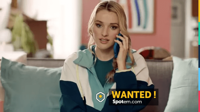 Color block track jacket worn by Annie Clark as seen in Love Hacks ...