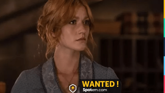 Gold pendant necklace worn by Abby Walker (Katherine McNamara) as seen in Walker Independence ...