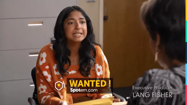 Orange and white flowers cardigan and top set worn by Devi Vishwakumar ...