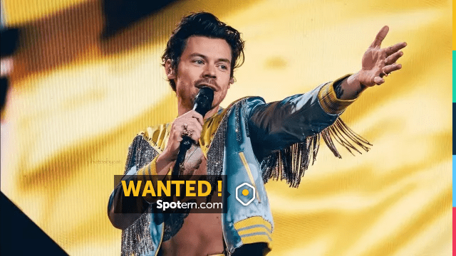 Yellow and Blue Varsity Fringe Jacket worn by Harry Styles for his live ...