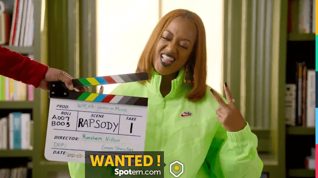 Nike neon green jacket worn by (Rapsody) as seen in Ladies First: A ...