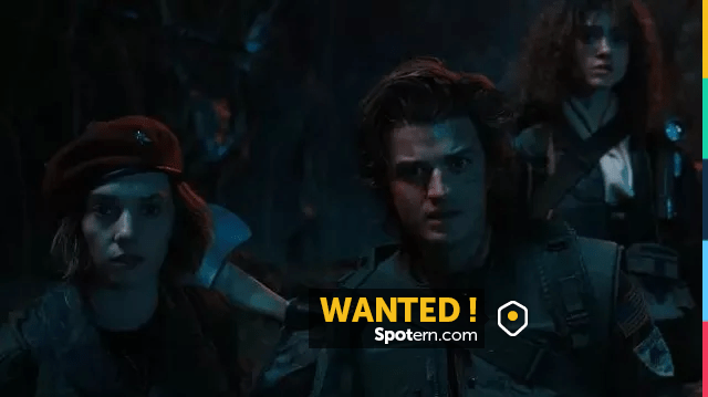 Black brown leather military jacket worn by Steve Harrington (Joe Keery ...