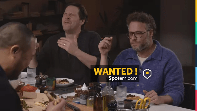 Blue Wool Sweater Cardigan worn by Seth Rogen in Dinner Time Live with ...