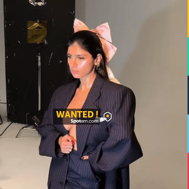 Striped Blazer and skirt set worn by Mia Khalifa in Her TikTok video ...