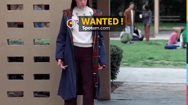 Long Navy Coat w/ Red Plaid Interior of Millie Kentner (Sarah Hagan) in ...