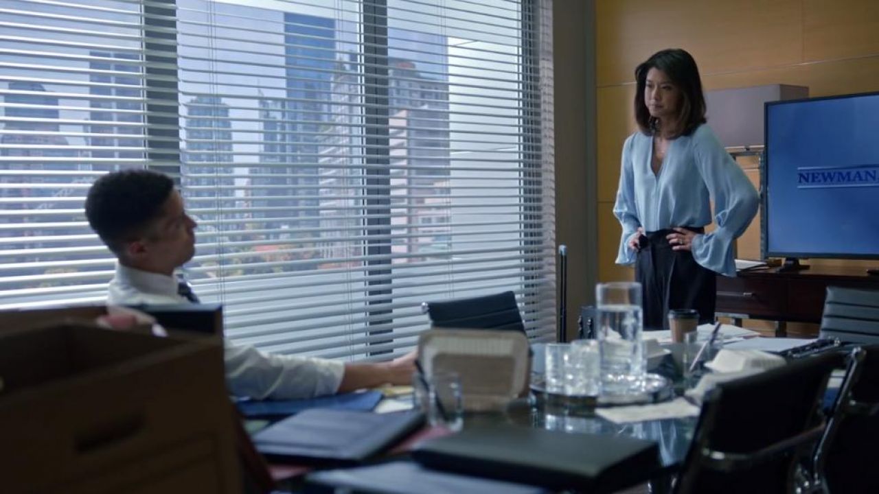 Blue blouse worn by Katherine Kim (Grace Park) as seen in A Million ...