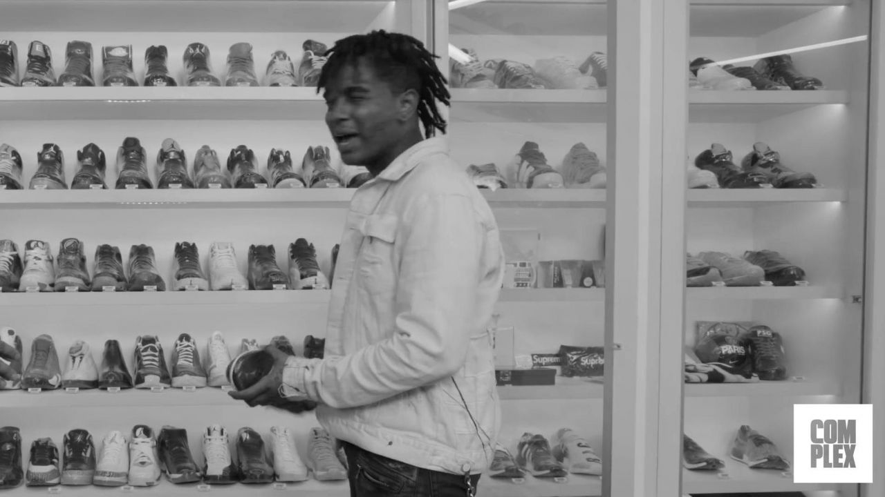 Yellow jacket torn with chain worn by Ski Mask The Slump God in the ...