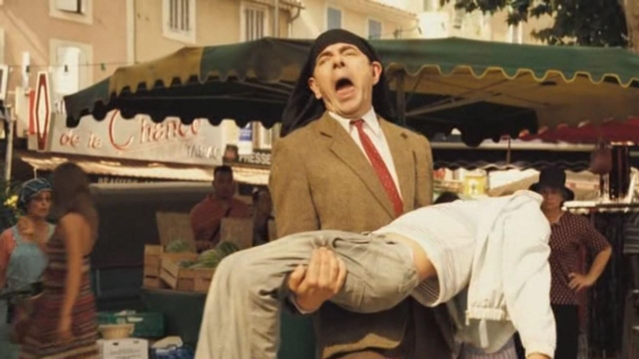 Light blue / grey / whitish jeans with distinctive markings worn by ...