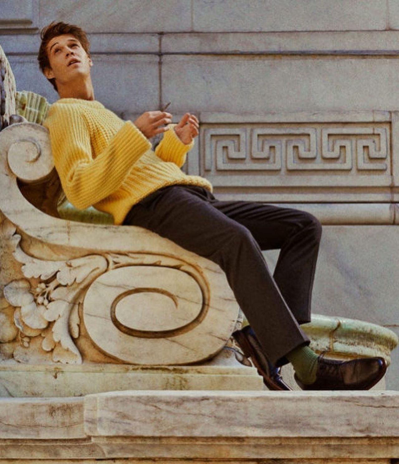 The sweater knit, yellow Colin Ford on his account Instagram @colinford ...