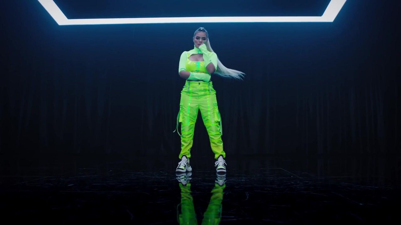 Neon Green Suit worn by Karol G in China Music Video by Anuel AA, Daddy ...